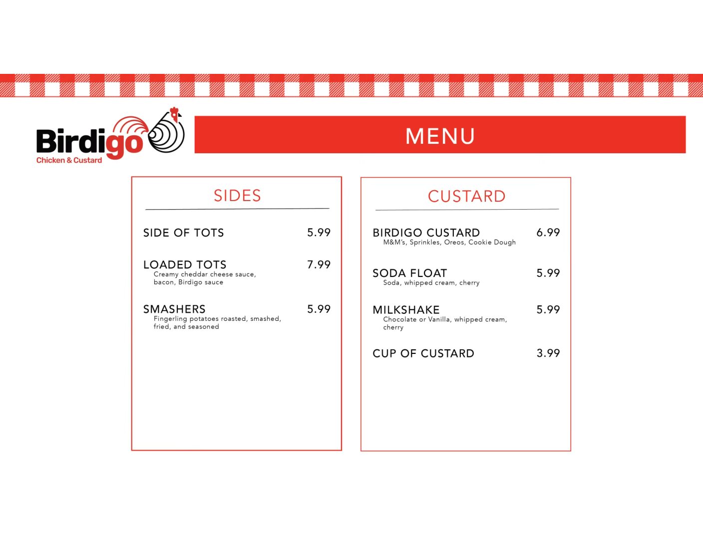 Birdigo – The Best Chicken Sandwiches & Custard
